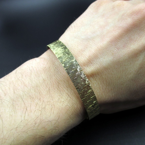 Jewelry | Vintage Gold Tone Rustic Simple Pattern Bracelet | Poshmark